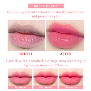 BINGBRUSH 3 Pcs Color Changing Lip Gloss lipstick, Pink Magic Mood Lip Oil Tinted,Temperature Color Change Lip Stain Lip Balm, Longlasting Lips Will Not Dry Out