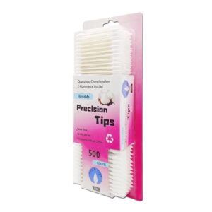 500 pieces precision tips,double pointed cotton swabs with paper stick for makeup & cleaning