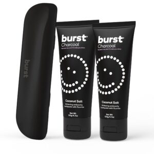 burst toothbrush travel case + charcoal whitening toothpaste 2pk