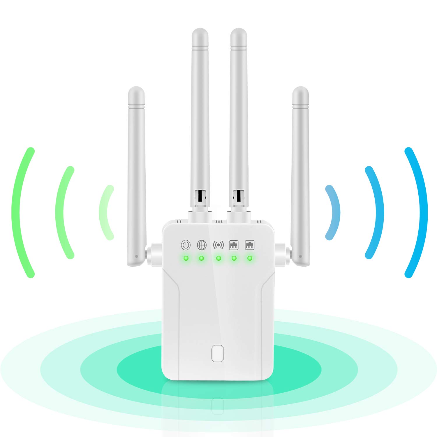 WiFi Range Extender Signal Booster - 1200Mbps WiFi Extender Covers up to 9800sq.ft, 2.4G/5G WiFi Booster and Signal Amplifier, Wireless Internet Booster for Home, 1-Tap Quick Setup