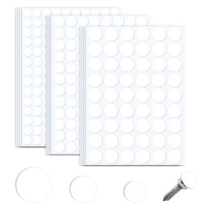 bekecidi 12 sheets 1160pcs screw hole stickers, 3 in 1 self-adhesive screw hole stickers plastic screw cap covers sticker for wood cabinets furniture screws white