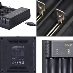 18650 Battery Charger 4 Bay Smart Universal Charger for 3.7V Rechargeable Batteries Li-ion Batteries 18650 26650 14500 16340(CR123) 21700 18490 18350 Batteries (Not Battery)