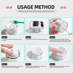 JPNK Airless Pump Bottles Empty Cosmetic Container with Silicone Spatula Set for Creams Gels Lotion Toiletry (Silver)