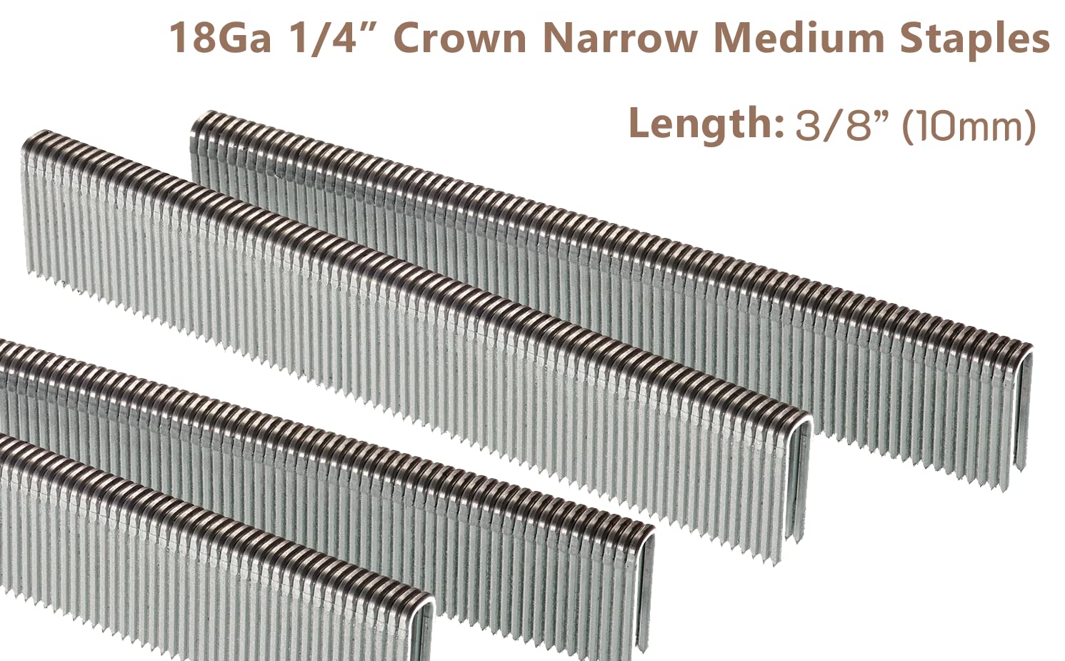 Unicatch 18 Gauge 18Ga Narrow Crown Staples 1/4'' 6.5mm Medium 3/8'' 10mm Long in Length L10 L11 (5,000 pcs)