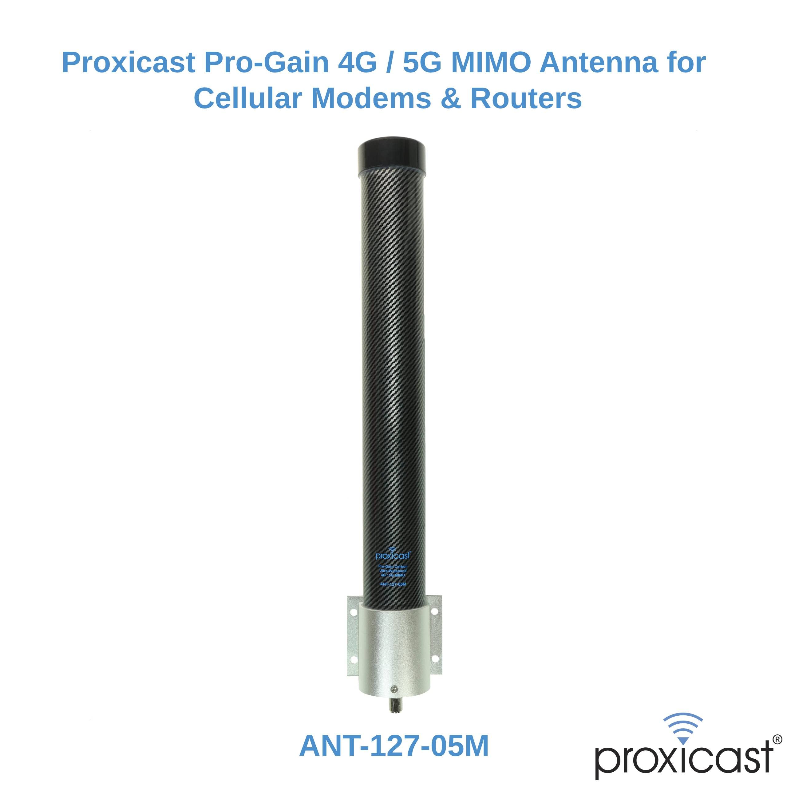 Proxicast Pro-Gain 4G / 5G MIMO Antenna + 2X 15 ft Pro Grade Low Loss CFD240 Coax Cable + Free Self-Fusing Silicone Rubber Sealing Tape Bundle (ANT-127-05M-BDL-15)