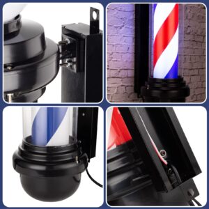 Noverlife 34in Barber Pole LED Sign, Barber Shop Pole Red Blue White Stripes Light, Classic Hair Salon Open Sign, Traditional Barbershop Ideas Wall Mount Rotating Light Waterproof Save Energy Lamp