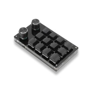 septpenta mini 12-key keyboard one-hand macro mechanical keyboard with 2 adjustment knobs, plug and play, multifunctional programmable shortcuts for office games(black)