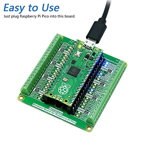 Freenove Breakout Board for Raspberry Pi Pico/Pico H/Pico W, Terminal Block Shield with Pin Header, GPIO Status LED