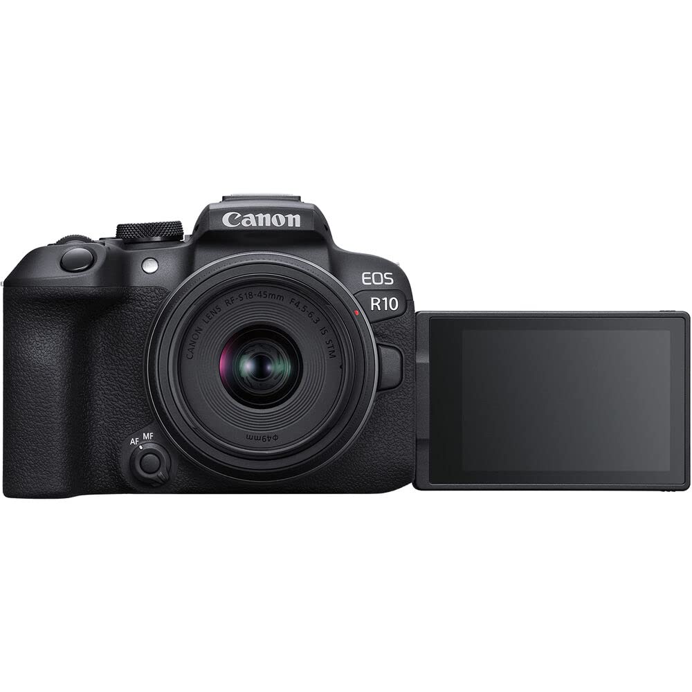 Canon EOS R10 Mirrorless Camera (5331C002) + Canon EF 50mm Lens (0570C002) + Canon Mount Adapter + Sony 64GB Tough SD Card + Filter Kit + Bag + Charger + LPE17 Battery + Card Reader + More (Renewed)