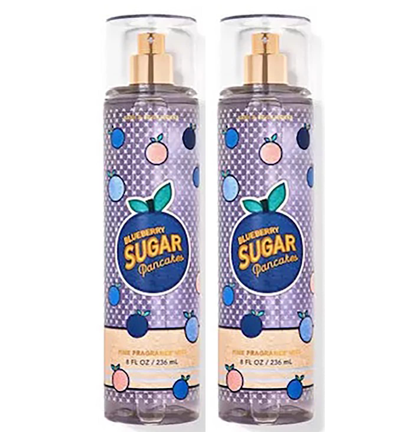 Bath & Body Works Bath and Body Works Blueberry Sugar Pancakes Fine Fragrance Mist - Value Pack Lot of 2 (Blueberry Sugar Pancakes), 4 Ounce (Pack of 2), 8.0 fluid_ounces