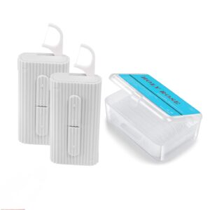 holy rose portable dental floss picks dispenser 2box,travel floss storage case with adult toothpicks flosser sticks 80 count,portable floss case for oral care teeth cleaning perfect tool (whit)