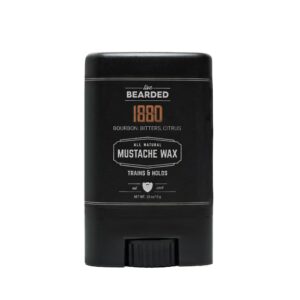 live bearded: mustache wax stick - made in the usa with all-natural ingredients - beeswax, lanolin, jojoba oil, essential oils - medium hold mustache & beard wax for men - 1880 scent, 0.35 oz