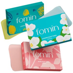 fomin - antibacterial paper soap sheets for hand washing - (300 sheets) rose, jasmine, lemon portable travel dissolvable camping mini soap portable hand soap sheets