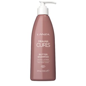 l'anza healing curls butter shampoo - curly hair shampoo for a creamy, color-safe cleanse and refreshed curls - paraben and sulphate free shampoo (8 fl oz)