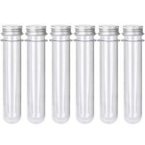 6pcs plastic test tubes with screw caps 45ml clear tubes for scientific experiments, party decoration, sample, candy, bath salt, storage