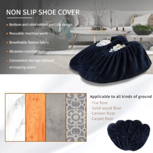 5 Pairs Reusable Shoe Covers, Non Slip Shoe Protectors Covers, Universal Soft Washable Thickened Foot Boot Shoe Covers for Indoors Home Laboratory (Navy blue)