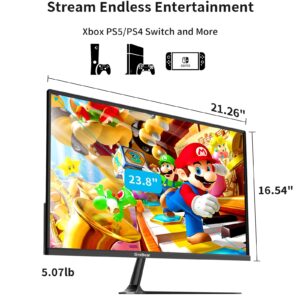 GreBear 24 Inch Computer Monitor 75Hz FHD IPS Screen 1080P PC Monitor, 5ms(GTG) 99% sRGB Low Blue Light Anti-Glare LED Desktop Display HDMI/VGA/Audio/Freesync/VESA Tilt Adjustable