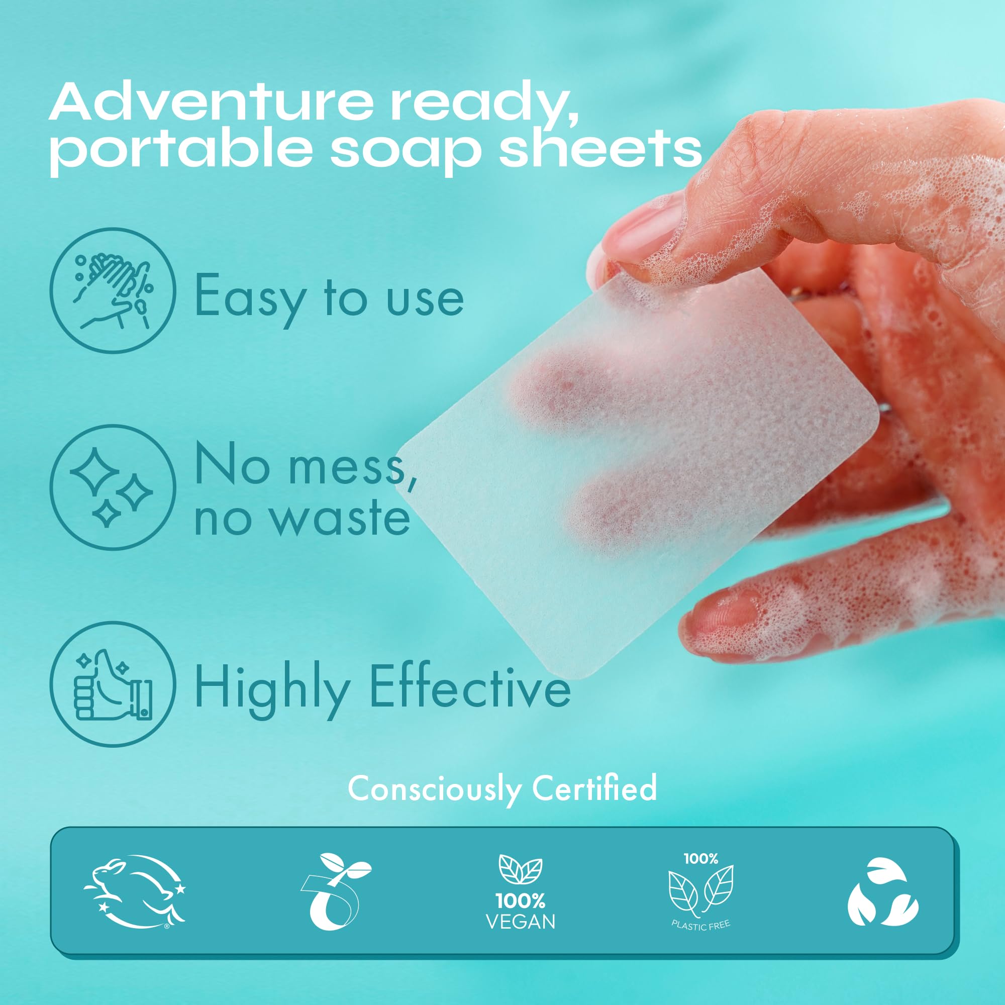 FOMIN - Antibacterial Paper Soap Sheets for Hand Washing - (300 Sheets) Rose, Jasmine, Lemon Portable Travel Dissolvable Camping Mini Soap Portable Hand Soap Sheets