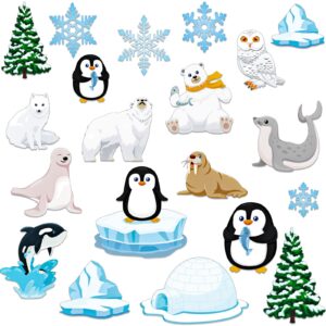 48 pieces winter cutouts christmas classroom bulletin border decoration with glue point snowflake penguin snowman cutouts for winter xmas bulletin board classroom home office decor (animal)