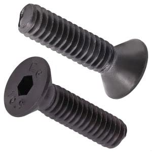 m6-1.0 x 20mm (30 pcs) countersunk head socket cap screws, black oxide finish, 10.9 grade alloy steel, full thread, coarse thread, din 7991