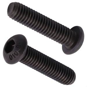 5/16-18 x 1" (12 pcs) button head socket cap screws, black oxide finish, 10.9 grade alloy steel, full thread, coarse thread, asme/ansi b18.3