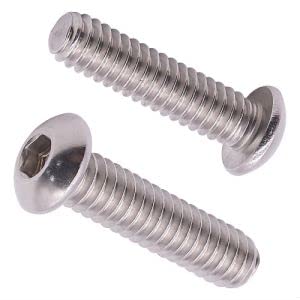 10-32 x 1/2" (50 pcs) button head socket cap screws, stainless steel 304 (18-8), full thread, fine thread unf, asme/ansi b18.3-11