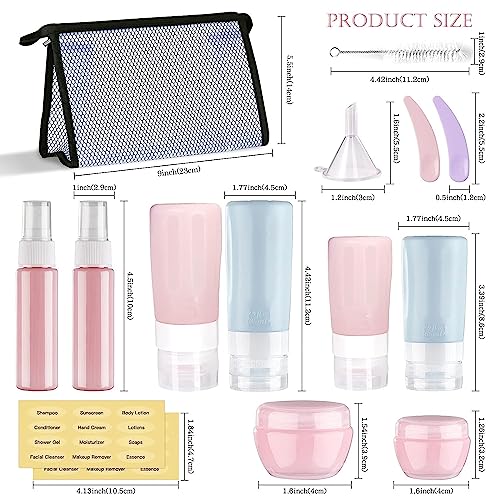 JOLY FANG Leak Proof Travel Bottles Set, 17pcs Silicone Travel Container for toiletries, TSA Approved travel Size Bottles, BPA Free