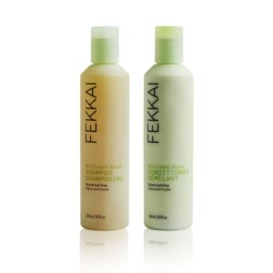 fekkai brilliant gloss shampoo (8.5 oz) + conditioner (8.5 oz) - transforms hair with 4x shine - free of sulfates, parabens, phthalates - vegan, cruelty-free