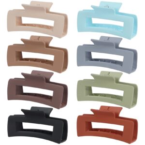 8 pack 4.1 inch rectangle large hair claw for women and girls matte nonslip jaw clips strong hold hair accessories