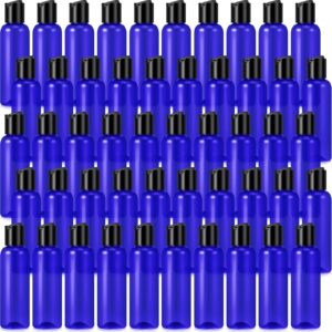 50pcs 4oz empty plastic travel bottles with disc top flip cap small travel size bottles blue plastic bottles refillable empty containers for shampoo lotion liquid body soap cream toiletries