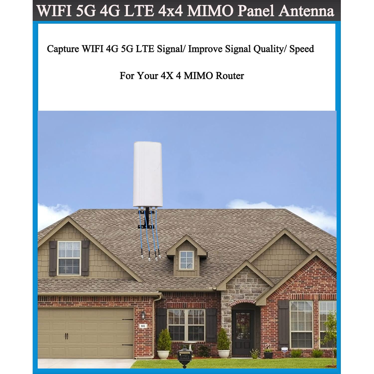 4x4 MIMO External Panel 5G 4G LTE Antennas/Directional Outdoor WiFi Antenna Long Range 698-4000 MHz for WiFi 5G 4G LTE Router &Hotspots(Full Kit)