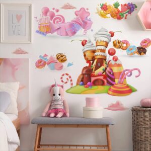 ice cream candy wall stickers castle cake wall decals removable xmas candy and fruit party decor for nursery kids room decoration