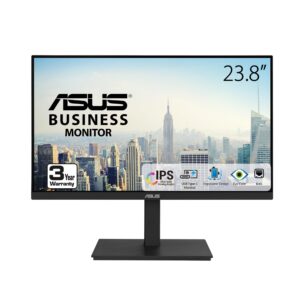 asus 23.8” 1080p docking monitor (va24ecpsn) - full hd, ips, 75hz, adaptive-sync, speakers, eye care, low blue light, flicker free, usb-c, rj45, hdmi, frameless, height adjustment, vesa wall mountable