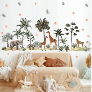 jungle animal wall decals safari animal wall stickers peel and stick wild animal wall decals large jungle tree animal wall stickers for kids bedroom woodland nursery decor