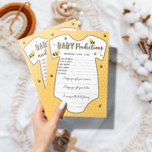 Your Main Event Prints Baby Shower Games Advice, Wishes, and Prediction Cards (Neutral Bee Yellow) - 50 Pack Gender-Neutral Baby Shower Activity for Guests