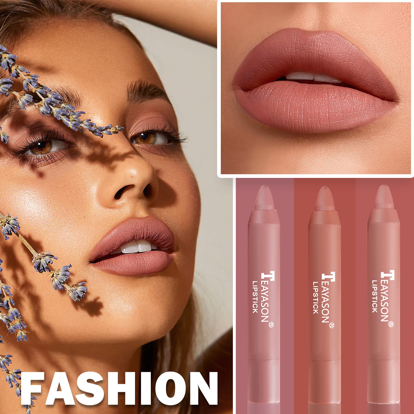 XINGXYUEL 3PCS Nude Lipstick Set Matte Lip Stick Waterproof Long Lasting Lipstick Non-Stick Cup Velvet Lip Gloss Lip Stain Professional Lip Makeup Matte Lipstick Set B