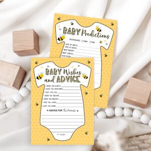 Your Main Event Prints Baby Shower Games Advice, Wishes, and Prediction Cards (Neutral Bee Yellow) - 50 Pack Gender-Neutral Baby Shower Activity for Guests