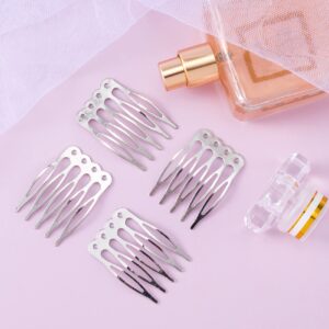 ANCIRS 75 Pack Hair Side Combs for Women, Metal Combs for Securing Headband Veils, 5 French Teeth Bridal Wedding Comb for Girls Hair Accessories - White