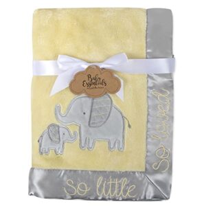 30x40 fleece baby nursery blanket with satin trim for boys, girls, and unknown gender baby (little elephant)