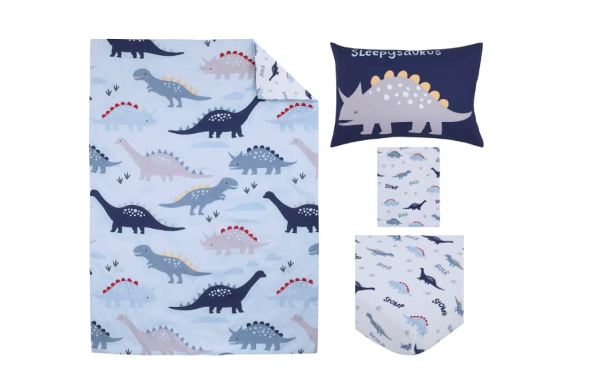 Parent's Choice 4-Piece Toddler Bedding Set, Blue, Dino