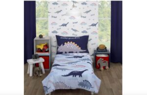 parent's choice 4-piece toddler bedding set, blue, dino