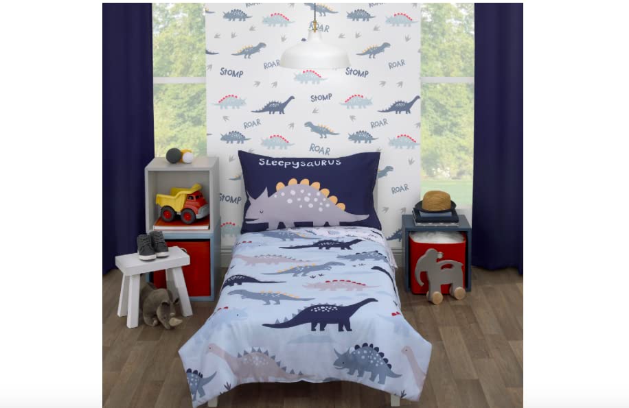 Parent's Choice 4-Piece Toddler Bedding Set, Blue, Dino