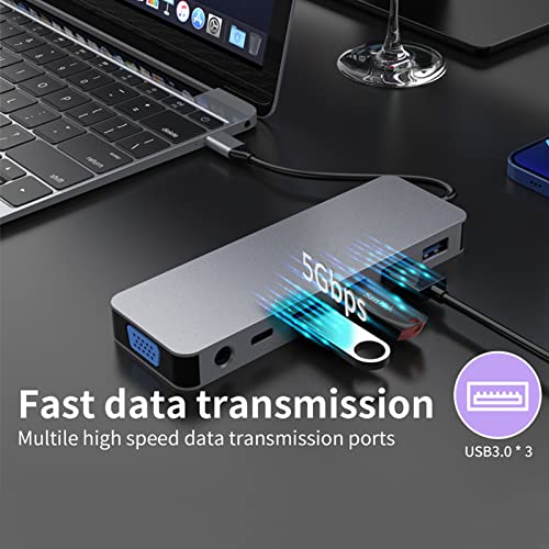 13 in 1 USB C Hub Multiport Adapter, with HDMI, 4K VGA Port, 100W Power Delivery, 3 USB 3.0 5Gbps, SD TF Card, PD Charging Port Docking Station