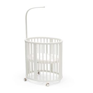 stokke sleepi mini bundle, white - includes crib/bed, mattress & drape rod - suitable for ages 0-5 years old - adjustable & stylish