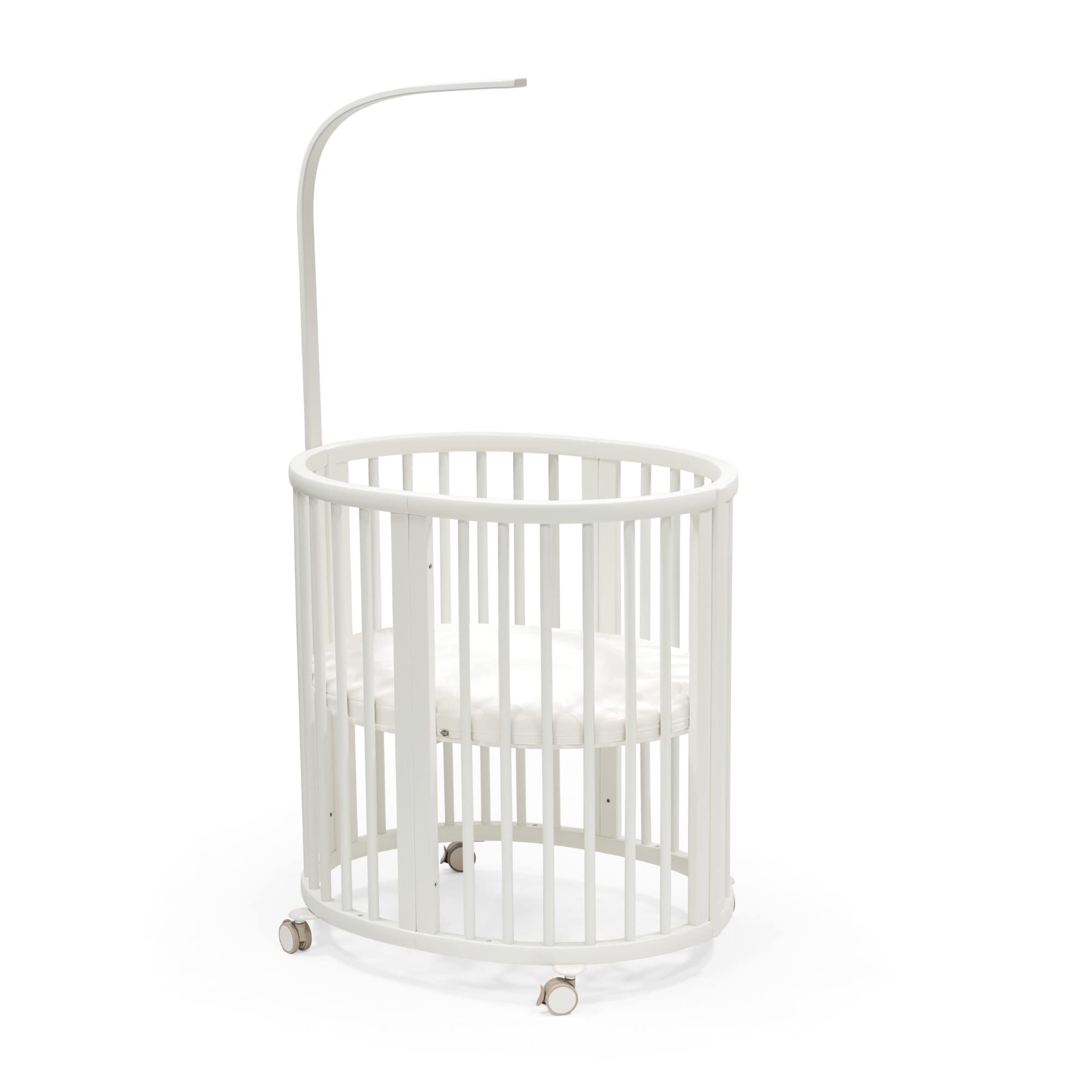 Stokke Sleepi Mini Bundle, White - Includes Crib/Bed, Mattress & Drape Rod - Suitable for Ages 0-5 Years Old - Adjustable & Stylish