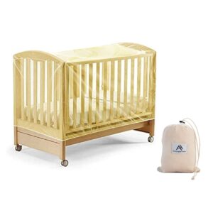 amazinghind mosquito insect net for crib, cot bed with zipper - crib climbing prevention & pet barrier - color: peach (crib net)