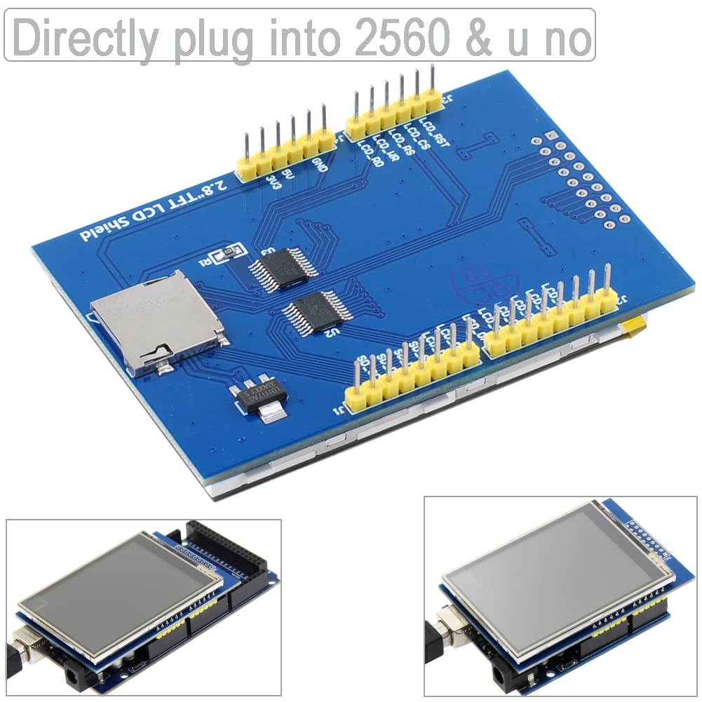 DIYmalls 2.8" TFT LCD Display Module 5V/3.3V ILI9341 Resistive Touchscreen 320x240 8-bit Parallel Interface w/SD Card Slot for Arduino U NO Mega-2560