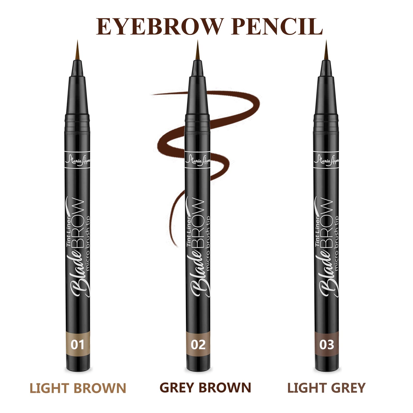 MARIA AYORA Liquid Eyebrow Pencil,Brow Tint Pen With Micro Brush Tip,Longlasting,Waterproof,Smudgeproof Eye Brow Makeup,Light Grey(Pack of 2)