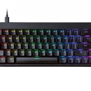 ELECOM Gaming V Custom VK300 Mini 65% RGB Gaming Keyboard, Backlit Wired Mechanical Keyboard, Speed Silver Linear Switches, N-Key Rollover, Detachable Braided Cable, Doubleshot Keycaps (TK-VK300SBK)