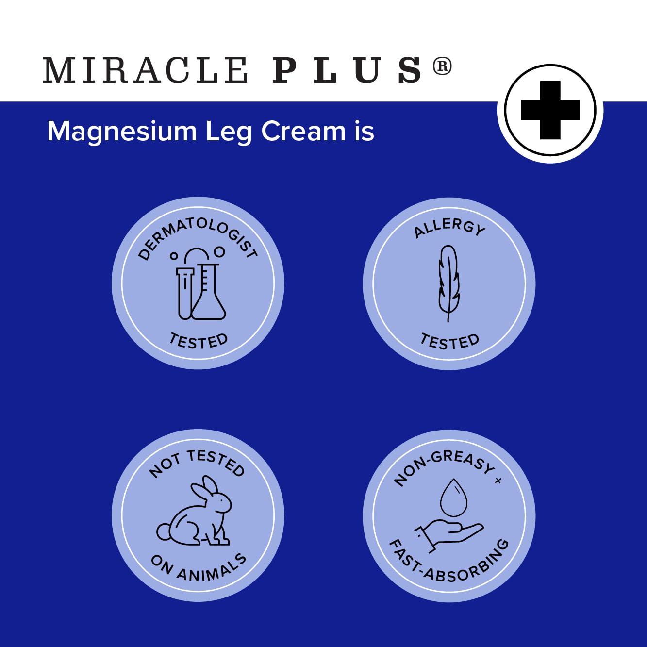 Miracle Plus Magnesium Cream For Leg Relief | Magnesium Lotion Calming Leg Cream Herbal Moisturizer Topical Body Butter Soothes + Calms Sensations, Itching, & Shaking, 8 Oz